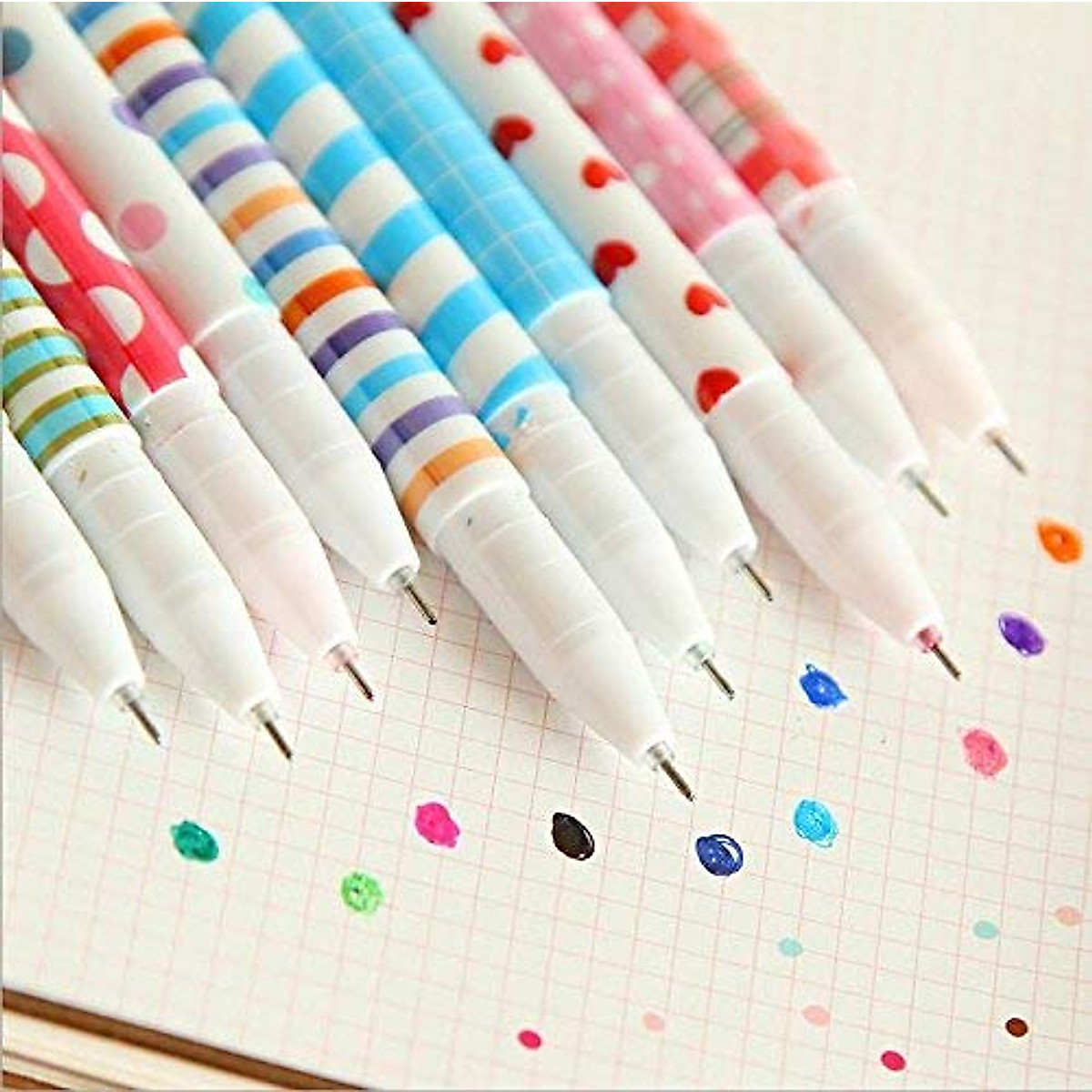 10 Multi Colors Cute Pens for Girls, Colorful Gel Ink Pens, 10 Pcs Kawaii Roller Ball Fine Point Pen Set for Kids Girls Children Students Teens Gifts (001, Cute Style)
