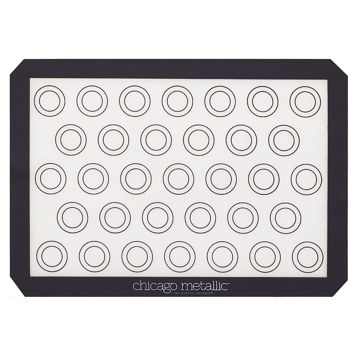 Chicago Metallic Silicone Pastry Mat with Measurements,, Baking Mat with Cookie Marks Gray 16.5x11.5 Inch