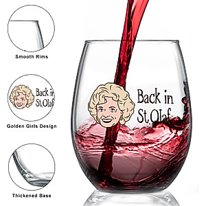 DDDDXO Golden Girls Wine Glasses, Golden Girls Merchandise, Golden Girls Gifts, Golden Girls Stemless Wine Glass Set of 4, Golden Girls TV Show Fans Gift Wine Glasses (15 oz) (02)
