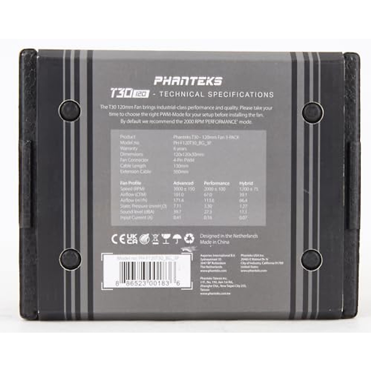 Phanteks (PH-F120T30_BG_3P) T30-120 Fan Triple-Pack, Premium high-Performance Fan, Excellent Sound Quality, 4-pin PWM, Multiple Fan RPM Modes, Black/Grey, 4.72 x 7.36 x 5.98 inches