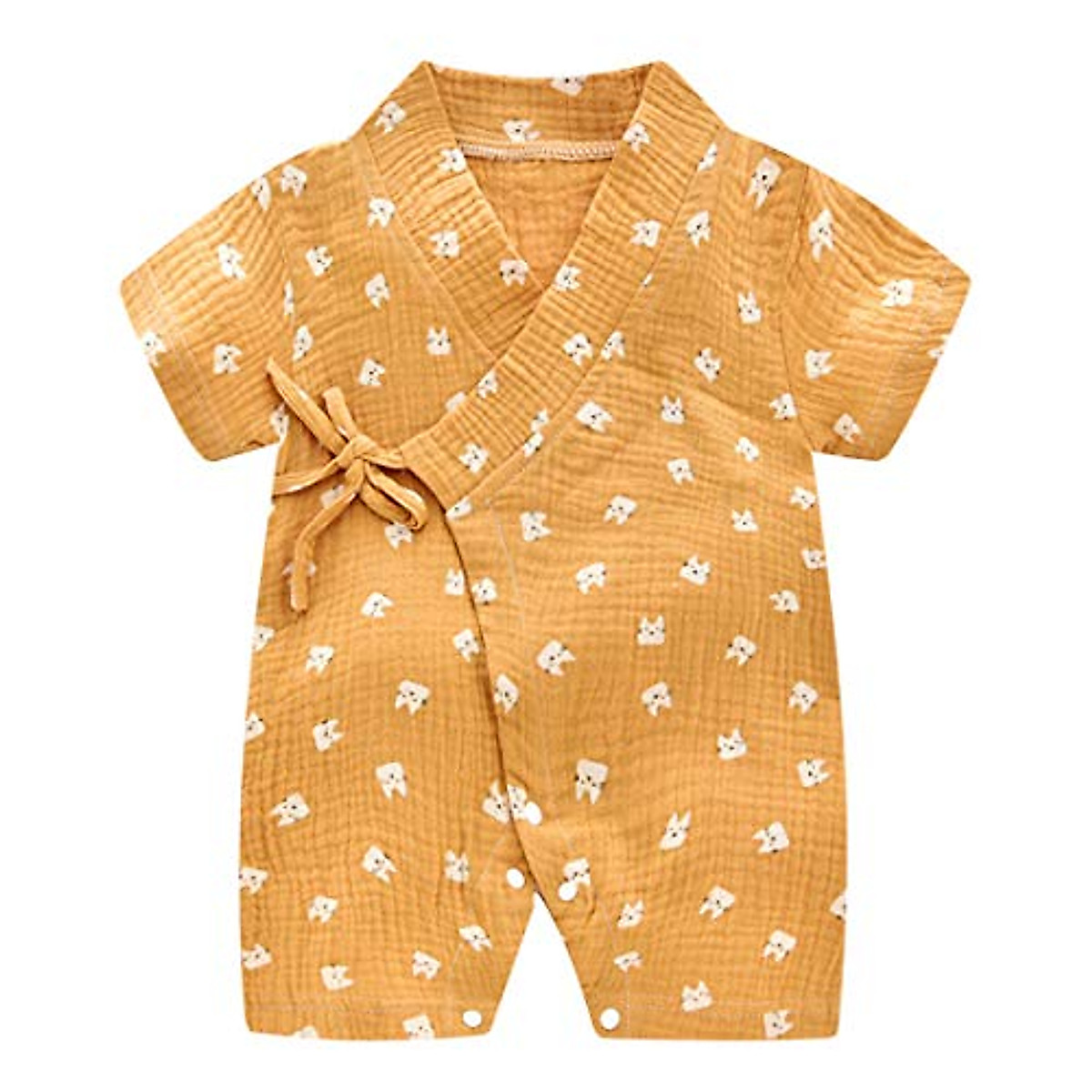 PAUBOLI Baby Kimono Robe Newborn Cotton Yarn Bodysuit Romper Infant Japanese Pajamas 0-24 Months (6-12 Months, Cat)