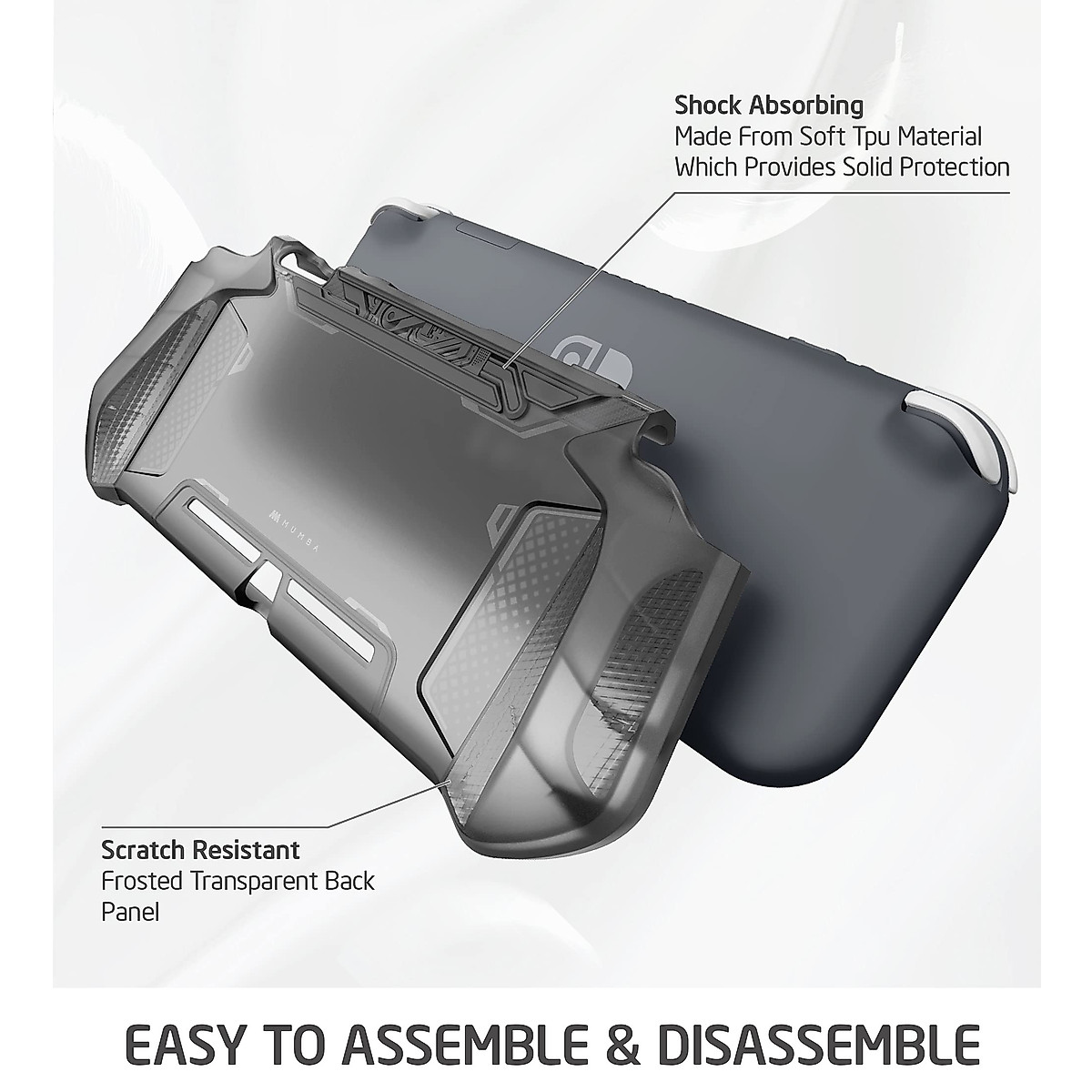 Mumba Grip Case for Nintendo Switch Lite, [Blade Series] TPU Protective Portable Cover Accessories Compatible with Switch Lite Console 2019 Release (FrostBlack)