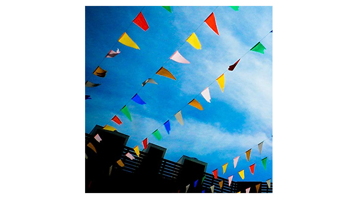 Vibrant 100-Foot Rainbow Pennant Banner for Celebrations