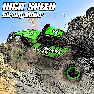 RACENT Remote Control Car, 2.4Ghz High Speed 20KPH RC Cars for Boys, 1:16 Scale All Terrain Monster Truck Off Road RC Truck Electric Toys with Headlight and Rechargeable Batteries for Kids & Adults