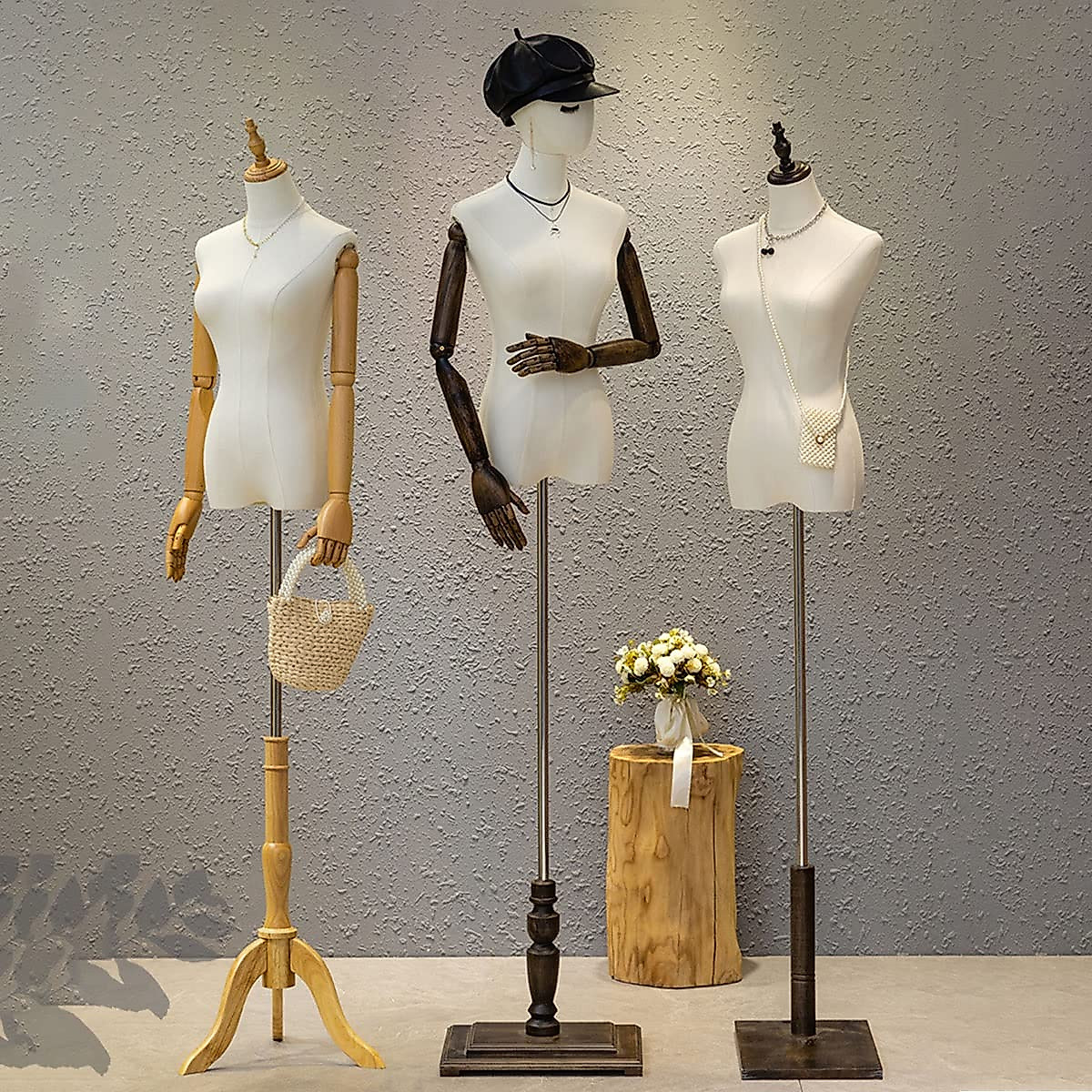 Female Dress Form Female Mannequin Torso Body Female Tailors Dummy, Dressmakers Fashion Mannequin Students Tailors Dummy Sewing Torso with Wood Stand, Height Range 47.2″-71.6″ Female Dress Form ( Colo