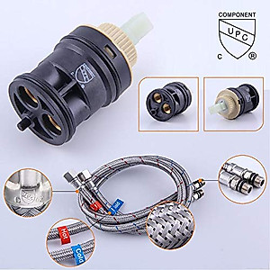 BEIGEEWY Single Handle One Hole Sink Faucet Low Lead Copper Gravity Casting Shell Bathroom Basin Faucet with cUPC Water Supply Lines Rv Lavatory Vessel Faucet Basin Mixer Brushed Nickel