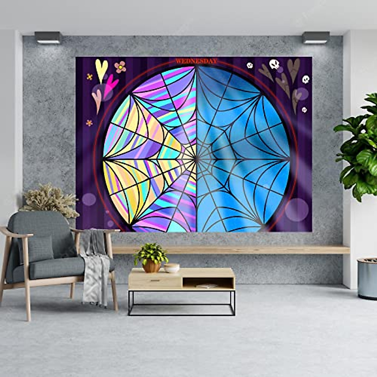 Wednesday Banner Happy Birthday Backdrop Horror Fantasy TV Drama Theme for Boys Girls Fans Room Bedroom Playroom College Dorm and Apartment Decor Wednesday Party Supplies Birthday Party Decorations