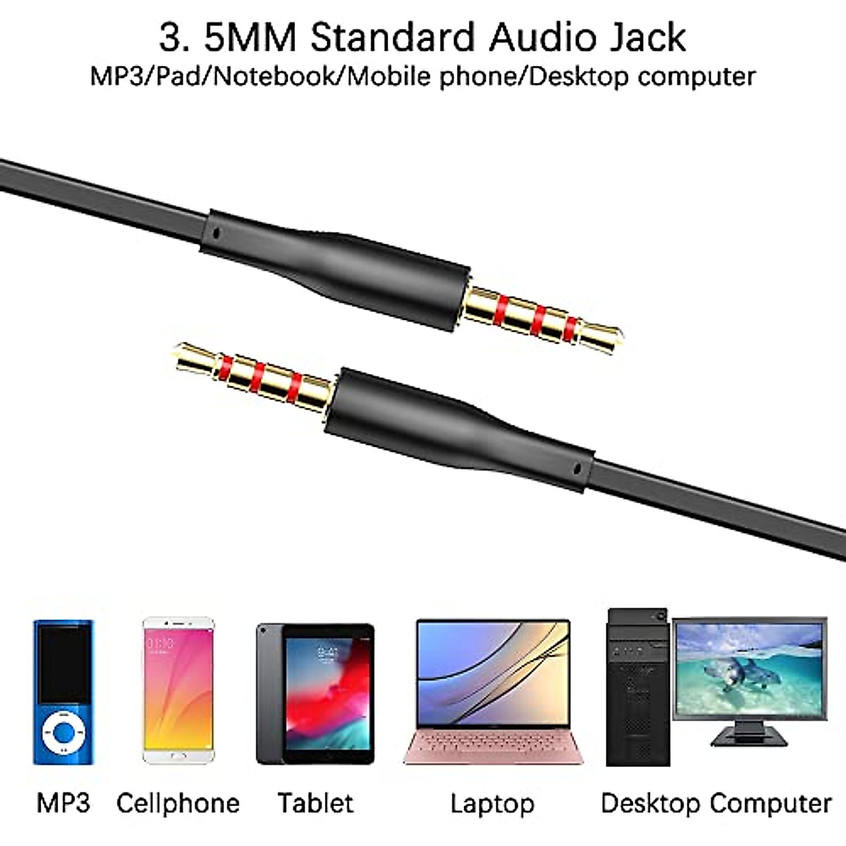3 Pack Earbuds Headphones with Microphone & Remote, lyfLux in Ear Earphone Stereo Sound Noise Isolating Tangle Free, with Heavy Bass, for Smartphones, Laptops, Fits 3.5mm Interface Device (Black)
