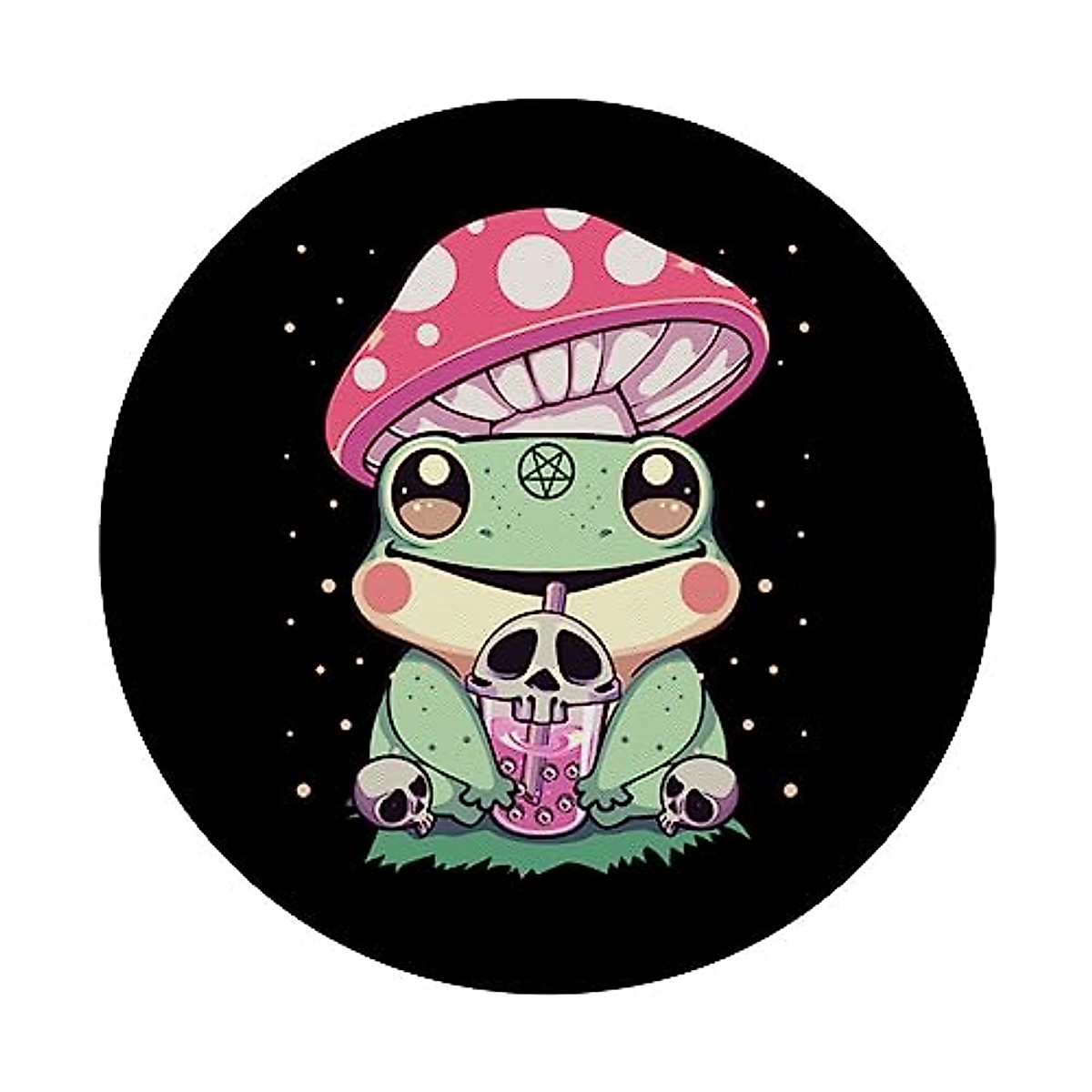 Pastel Goth Kawaii Frog Boba Tea and Mushroom Frog PopSockets Swappable PopGrip