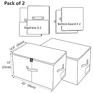 iwill CREATE PRO Pack of 2, Large Size Folding Washable Fabric Storage Boxes for Bedding Sheets, Blankets, Pillows, Clothing, Toys etc., Dark Gray