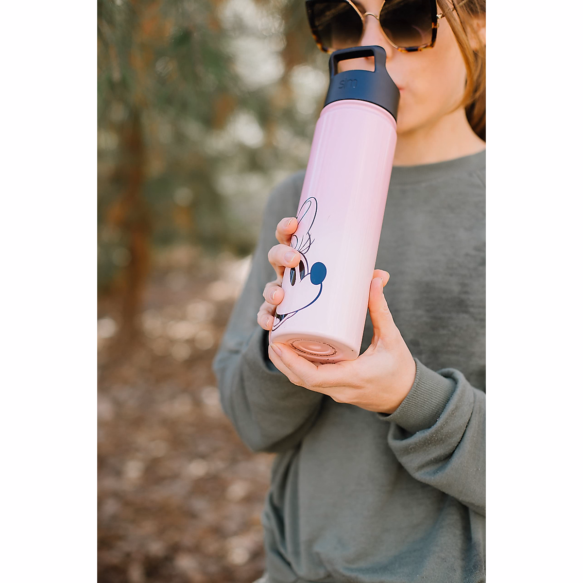 Simple Modern Disney Water Bottle with Straw Lid Vacuum Insulated Stainless Steel Metal Thermos | Gifts for Women Men Reusable Leak Proof Flask | Summit Collection | 22oz Minnie Mouse on Blush