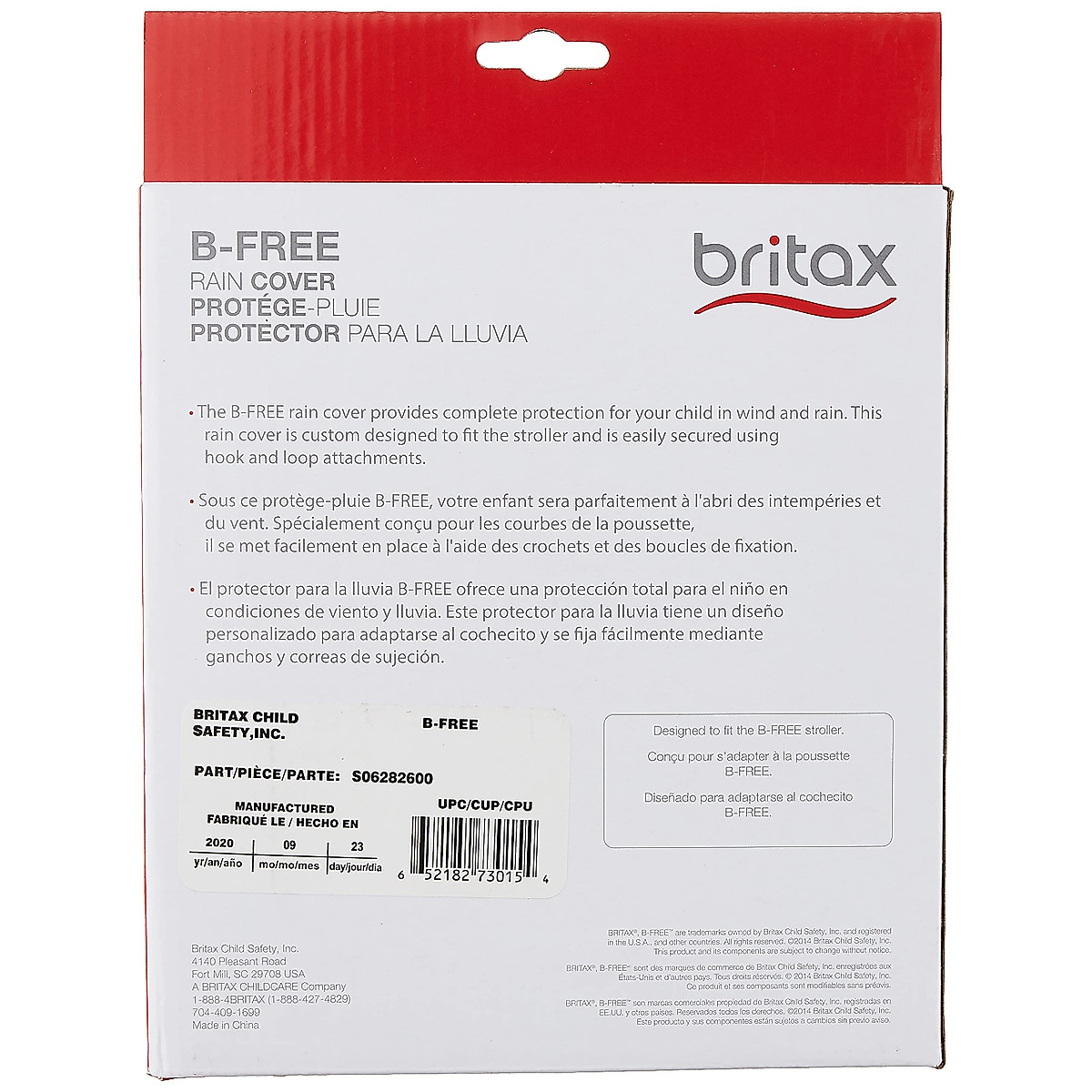 Britax B-Free Stroller Wind and Rain Cover | Easy Install + Air Ventilation + Storage Pouch Included Grey