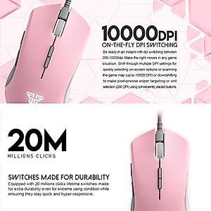 FANTECH Blake X17 Advanced Wired Gaming Mouse, 16.8 Million RGB Color Backlit, 10,000 DPI Optical Sensor, 7 Programmable Buttons, for Right or Left Hand Use, Pink (Sakura Edition)
