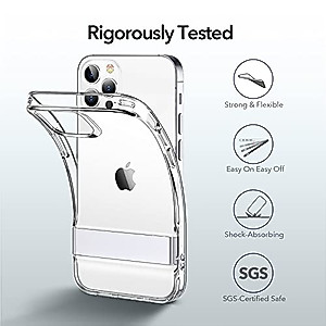 ESR Metal Kickstand Case Compatible with iPhone 12 Case/Compatible with iPhone 12 Pro Case (2020) [Patented Design] [Two-Way Stand] [Reinforced Drop Protection] Flexible TPU Soft Back, 6.1" - Clear