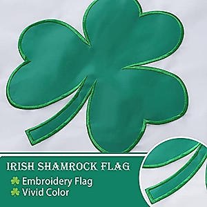 Bradford Irish Shamrock Flag 3x5 ft Outdoor, Embroidered Ireland St Patricks Irish Flags Heavy Duty, Double Sided Vivid Color 210D Flag of Irish Polyester with 2 Brass Grommets for Saint Patricks Day House Outside Inside Decoration