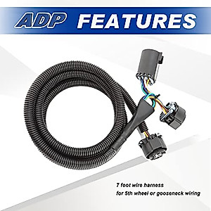 Truck Bed 7-Foot 7-Pin Trailer Wiring Harness Extension Compatible with Chevy, Dodge, Ford, GMC, Toyota Vehicles - Silverado 1500 2500 3500, Ram, F-150 250 350, Sierra, Tundra # 56070