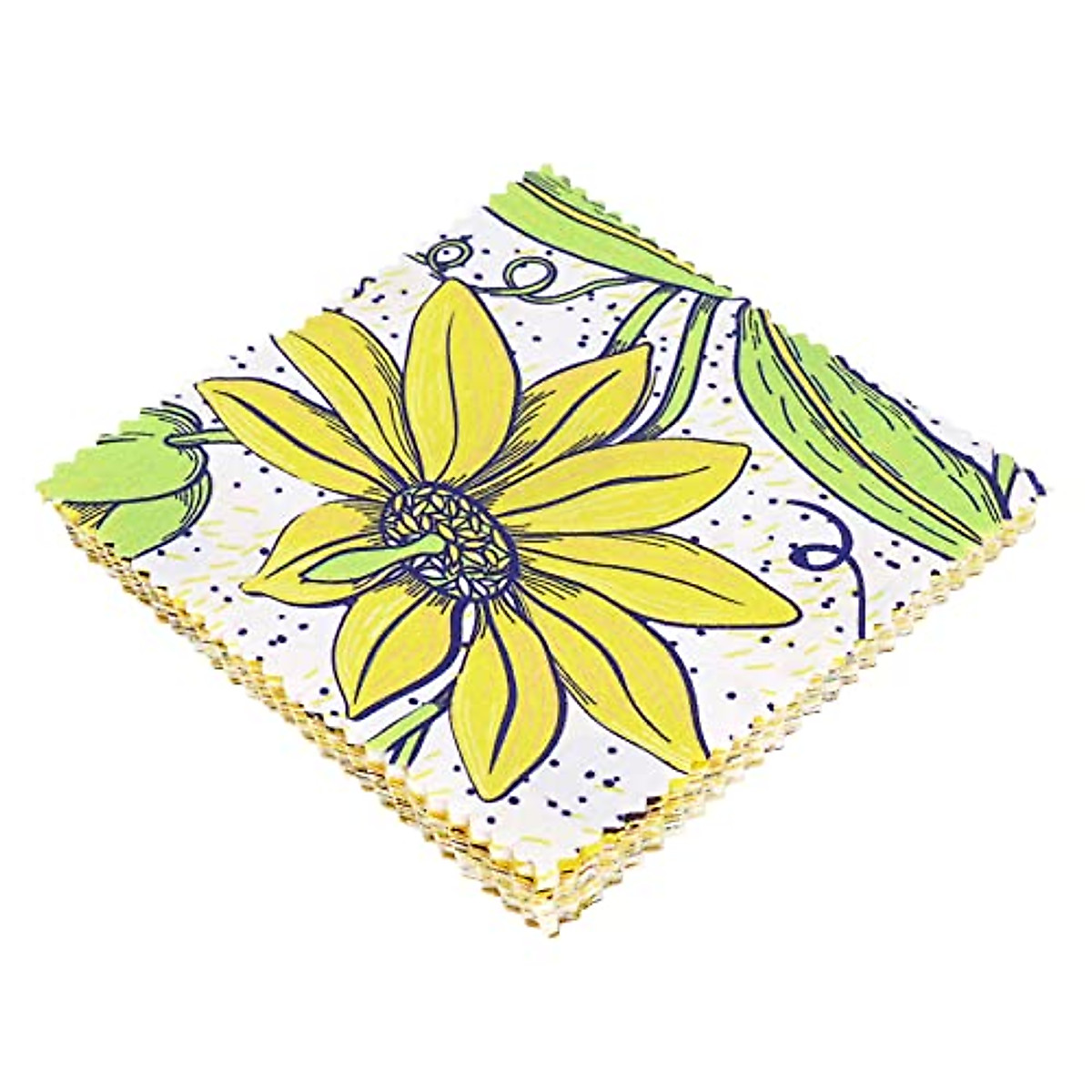 Soimoi Honey Bee Print Precut 5-inch Cotton Fabric Quilting Squares Charm Pack DIY Patchwork Sewing Craft- White & Yellow