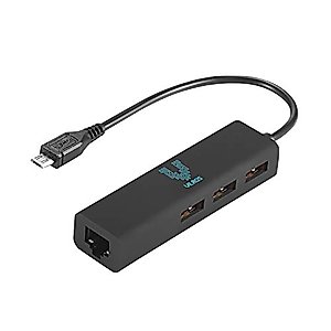 Three Port USB and Ethernet Hub with Micro USB Connector-Great for Pi Zero