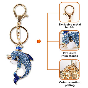 Dolphin Keychain - Ocean Crystal Key Ring, 1 Set Blue Decor for Car Supplies,Gift to Women Girls,Rhinestone Decorations for Bag Accessories (Dolphin)