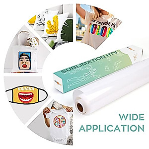 HTVRONT Clear HTV Vinyl for Sublimation - 12" X 5FT Upgraded Matte Sublimation Vinyl - Wash Durable Clear Dye Sub HTV for Light-Colored Cotton Fabric