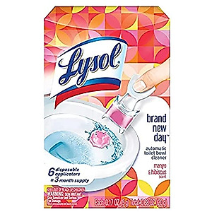 Lysol Click Gel Automatic Toilet Bowl Cleaner, Gel Toilet Bowl Cleaner, For Cleaning and Refreshing, Mango & Hibiscus, 6 applicators.