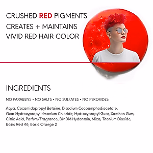 Watercolors INTENSE Semi Permanent Color Depositing Shampoo. Sulfate & Paraben Free to Maintain & Enhance Hair Color 8.5 oz - RED (1 Count)