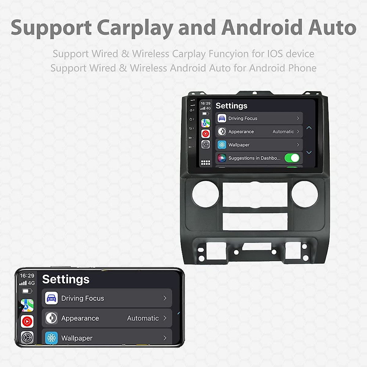 LEXXSON Android 11 System Car Radio Octa Core Head Unit, 9 inch High Definition Touch Screen Bluetooth USB Player 2G+32G NAND Memory Flash for Ford Escape 2008-2012/Mazda Tribute 2008-2012