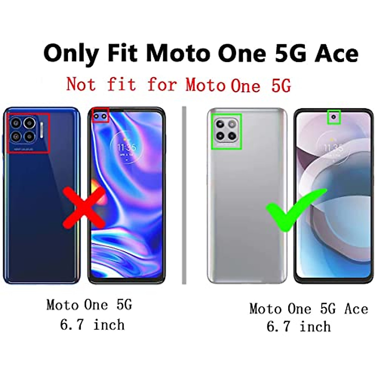 YZOK Compatible with Motorola One 5G Ace Phone Case,with HD Screen Protector,[Military Grade] Ring Car Mount Kickstand Hybrid Hard PC Soft TPU Shockproof Protective Case for Moto One 5G Ace (Red)