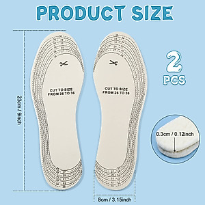 2 Pair Winter Shoe Insoles for Kids Wool Fleece Insoles Sheep Wool Shoe Insert Fluffy Wool Flat Brioche for Sneakers and Boots, Warm and Soft, Beige