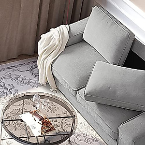 MAEVIS 71.25'' Modern Loveseat Sofa for Living Room,Fabric Sofa Couches for 2 Cushion with Solid Wood Frame,High Density Cotton,Comfy Futon Couch with Removable Back Cushion for Small Space(Grey)