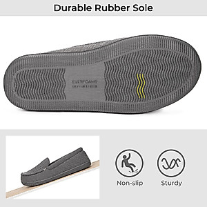 EverFoams Women's Lightweight Indoor Outdoor Memory Foam House Shoes, Comfy Breathable Waffle Knitted Moccasins Loafer Slippers Grey, 7 US