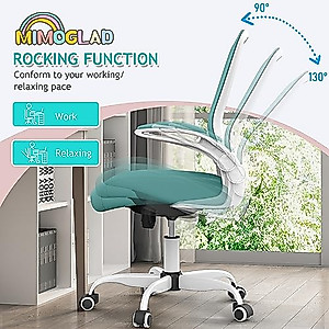 Mimoglad Home Office Chair, High Back Desk Chair, Ergonomic Mesh Computer Chair with Adjustable Lumbar Support and Thickened Seat Cushion (Modern, Tiffany Blue)