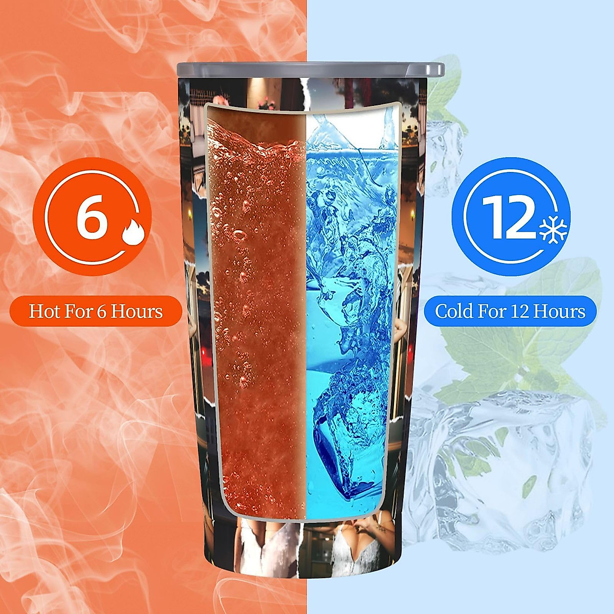 Kiserjens Stainless Steel Insulated Tumbler Vacuum Water Bottle Travel Cup Coffee Mug With Straw,Lid and Brush 20 oz