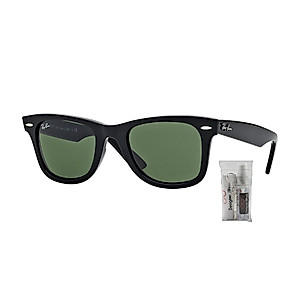 Ray-Ban RB2140 WAYFARER 901 50M Black/Crystal Green Square Sunglasses + BUNDLE with Designer iWear Eyewear Kit