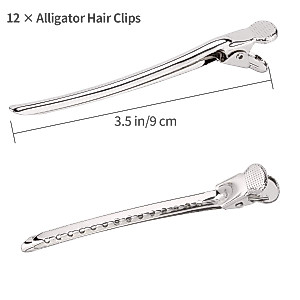 Alligator Hair Clips Metal Duck Bill Hair Clips for Styling - with Holes 3.5 inch Professional Sectioning Clips for Salon and Women Girls Accessories Silver