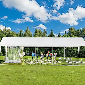 DWVO 16x32 ft Outdoor Heavy Duty Party Tent Wedding Event Shelters Upgraded Galvanized Canopy with Large White Roof, Removable Sidewalls & Storage Bags