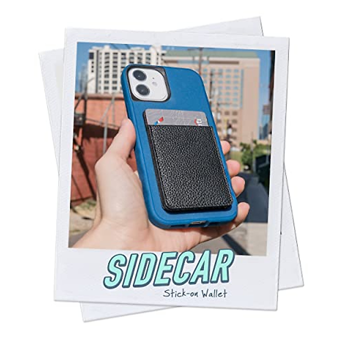 Smartish Stick-on Phone Wallet - Sidecar Slim Expandable Credit Card Pocket - Universal Fit- iPhone and Android - Black Tie Affair
