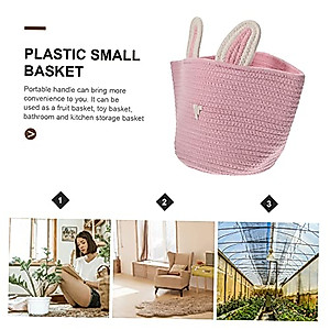 Zerodeko Bohemian Decor Boho Decor 3pcs Rope Rabbit Basket Snacks for Cute Pink Cotton Rope Home Decor Woven Basket