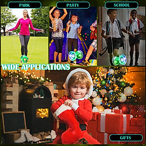 Chitidr Chinese Yoyo Diabolo Set Includes 5 Inch Colorful LED Diabolo Toy Light Up with 2 Pieces Diabolo Sticks, 1 Piece Diabolo String and 1 Piece Net Bag for Fun (Green)