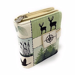 Shag Wear Wild Life Moose Polar Bear Wolf Canadian Geese Small Wallet for Women and Teen Girls Vegan Faux Leather 4.5" Beige