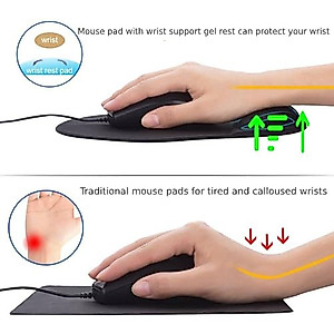 Ergonomic Mouse Pad with Gel Wrist Support,Mouse Mat Comfortable Mousepad with Smooth Wrist Rest Surface and Non-Slip Base for Pain Relief,Computer,Laptop,Office & Home, 9.4 x 8.1 in, Modern Design