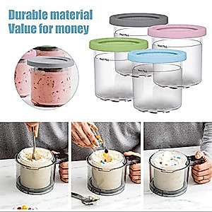 RALIRA Creami Deluxe Pints,ice Cream Pints Cup for Ninja Cream Pints, Ice Cream Storage Containers With Lids for Nc301 Nc300 Nc299amz Series Ice Cream Maker,Gray+Pink