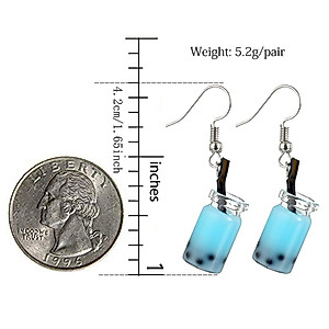 6 Pairs Cute Pearl Milk Tea Dangle Earrings Tea Drop Earrings Women Funny Creative Unique Earring set (6 Pairs Cute Pearl Milk Tea)