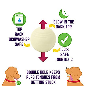 Chew King Dog 2 Piece Glowing Fetch Ball,White for Medium Breeds
