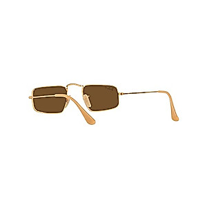 Ray-Ban RB3957 Julie Rectangular Sunglasses, Legend Gold/Polarized Brown, 49 mm