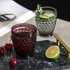 OMITA Hobnail Drinking Glasses Set of 6-13.32 oz Vintage Embossed Tall Wine Glass - Perfect for Beverages, Juice - Crystal Drink Glassware Set for Dinner Parties, Bar & Restaurant