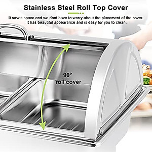 Electric Roll Top Chef Chafing Dish Buffet Set 2 Pans Buffet Servers and Warmers Digital Display Temperature Warming Tray Stainless Steel Food Warmer for Parties Commercial Food Steam Table