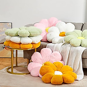 Ailive 21.6In White Flower Throw Pillow Floor Pillow Cushion Cute Desk Chair Cushion Decorative Throw Pillows for Girls Adults