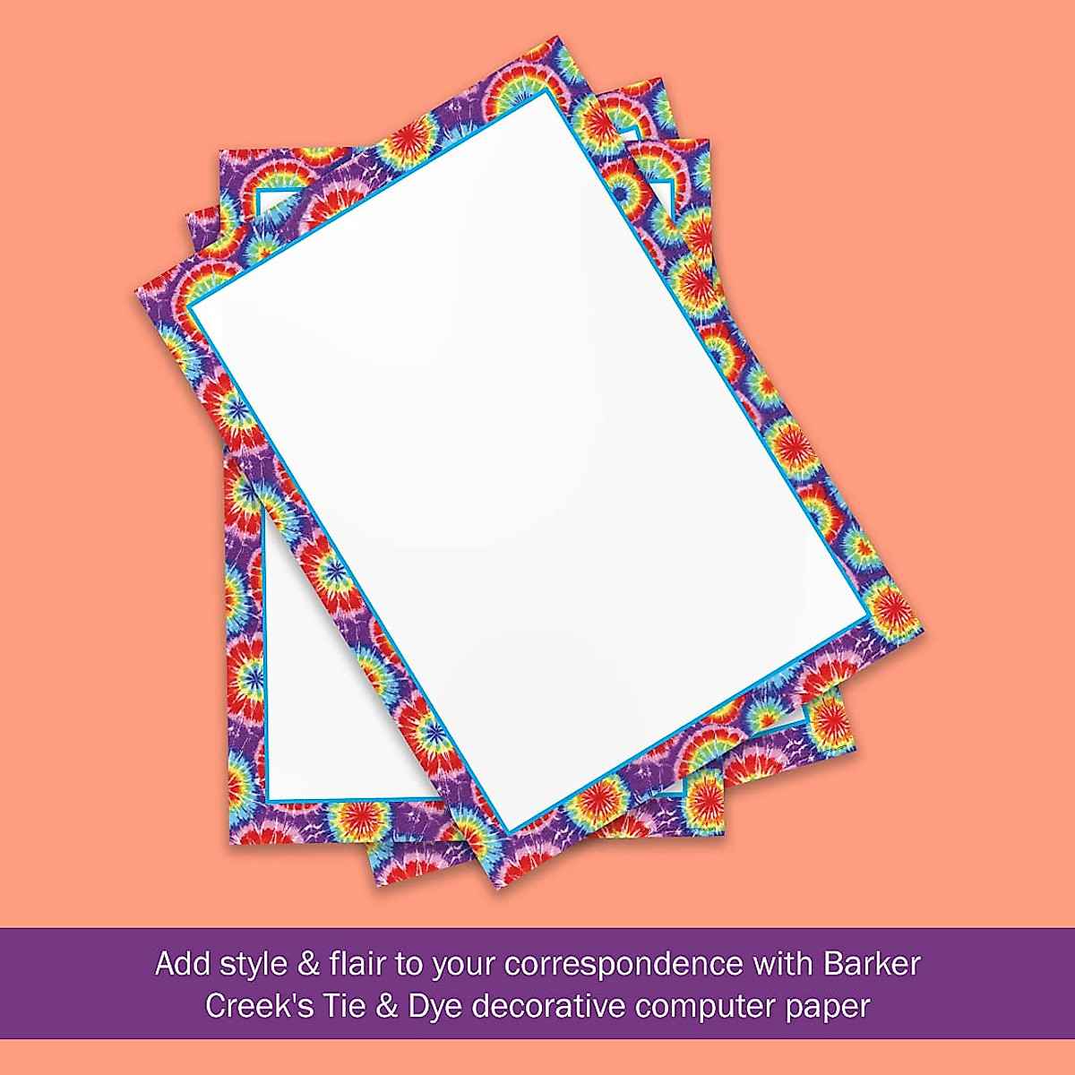 Barker Creek Tie-Dye Design Computer Paper, 8-1/2 x 11 Inches, 50 Sheets