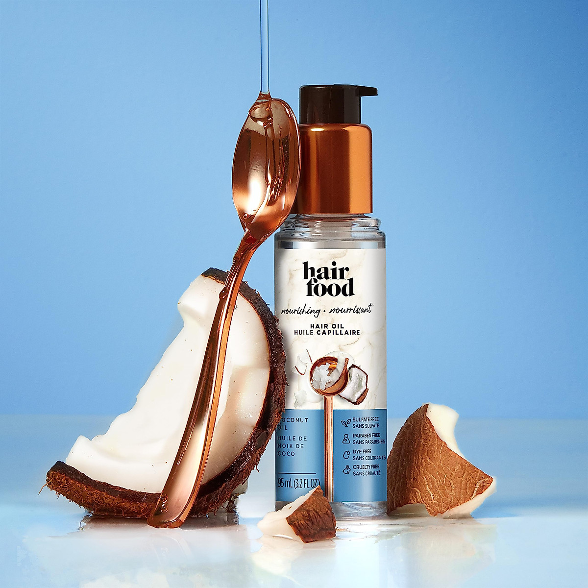 Hair Food Sulfate Free Hair Oil Dye Free Smoothing and Nourishing Treatment, Coconut, Hair Food, 3.2 FL OZ